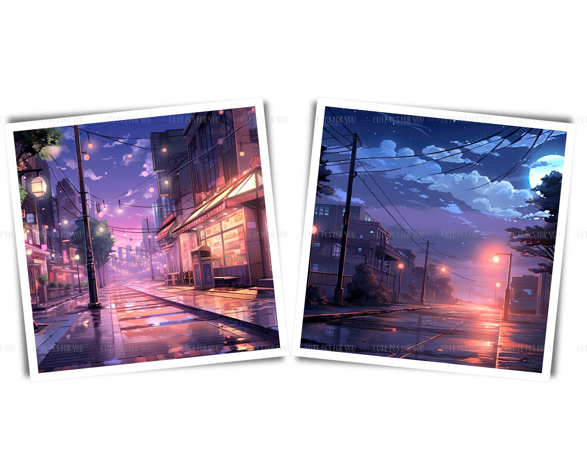 Anime Backgrounds Clipart Japanese Evening and Night - Etsy