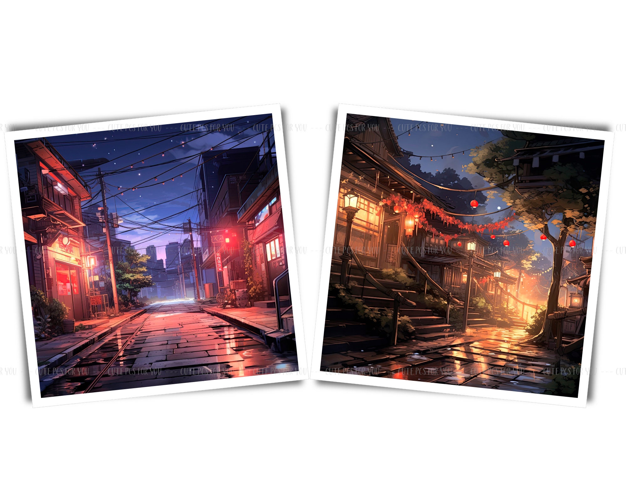 Anime Backgrounds Clipart Japanese Evening and Night - Etsy