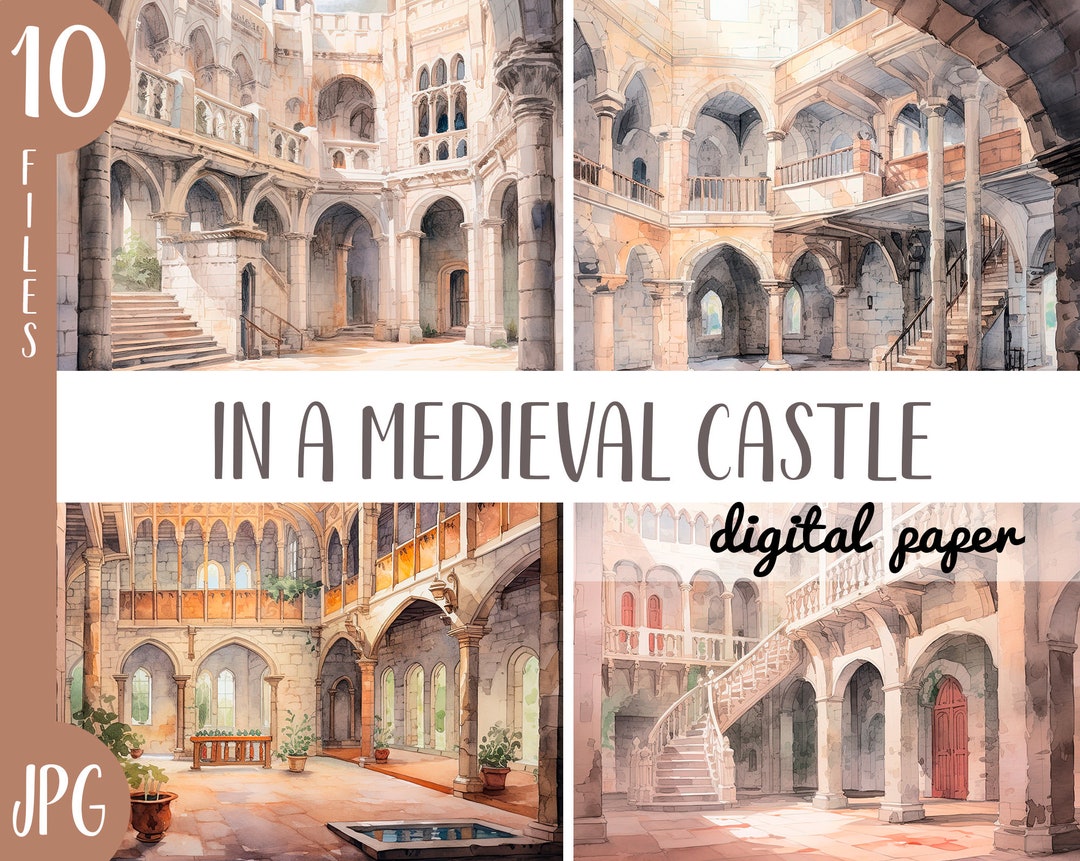 Watercolor Medieval Castle Clipart ancient Medieval Castle Digital ...