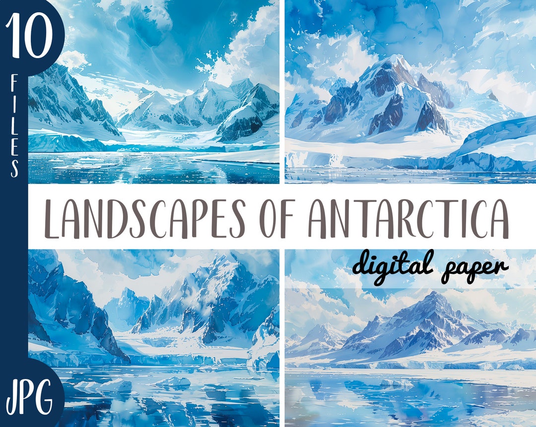 Watercolor Arctic Antarctic Clipart: Winter Landscape (JPG Digital ...