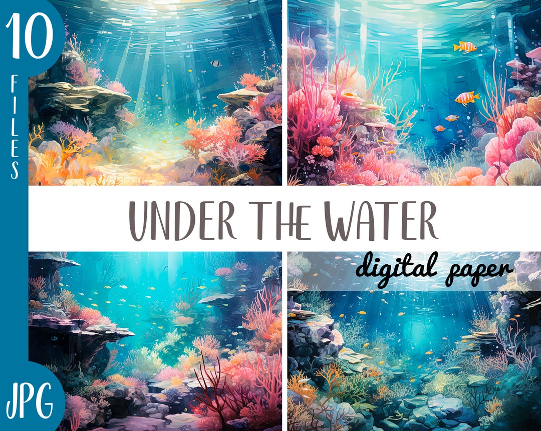Watercolor Underwater Clipart - Coral Reef Digital Paper - Coral ...