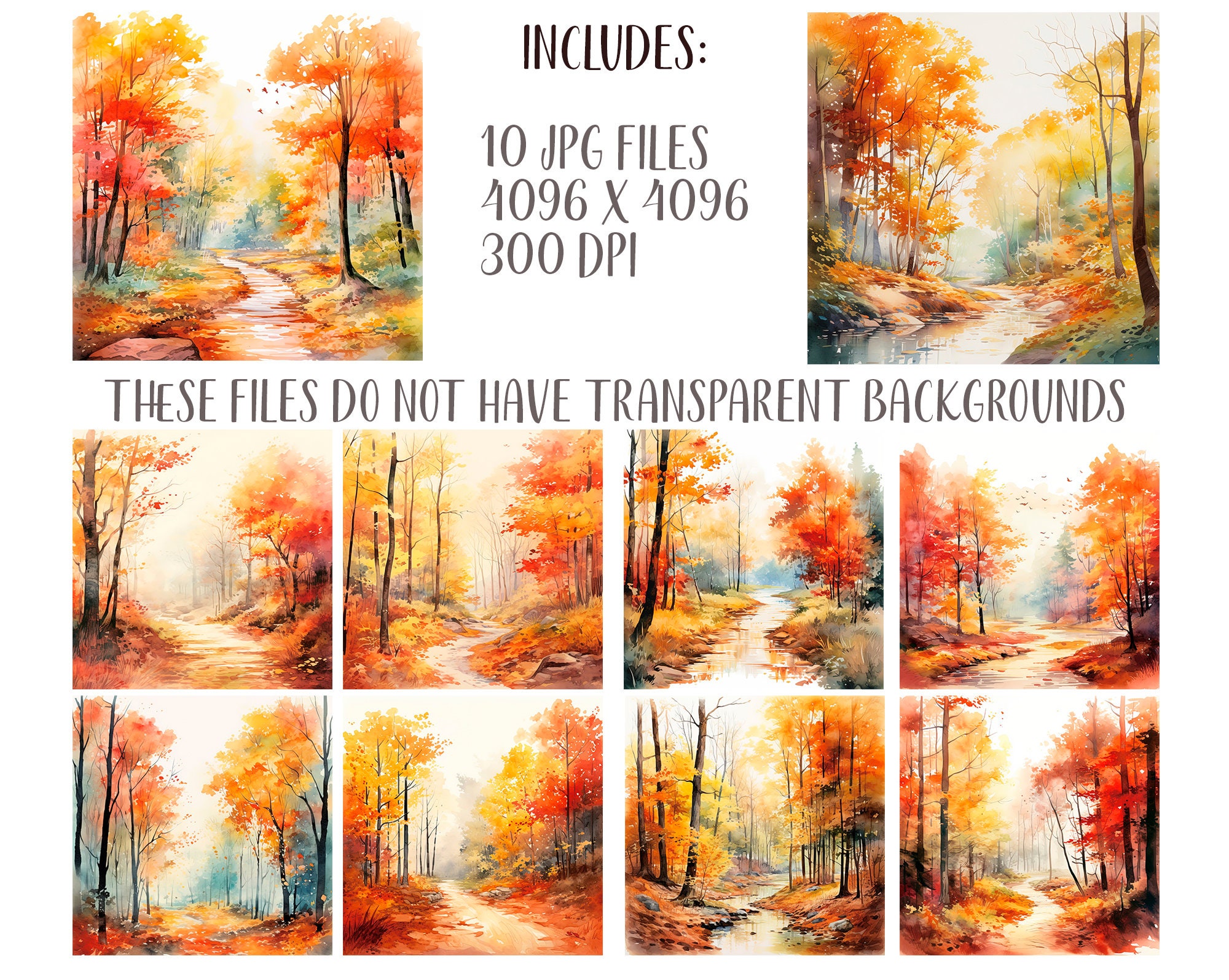Watercolor Autumn Park Clipart Autumn Forest Digital Paper - Etsy