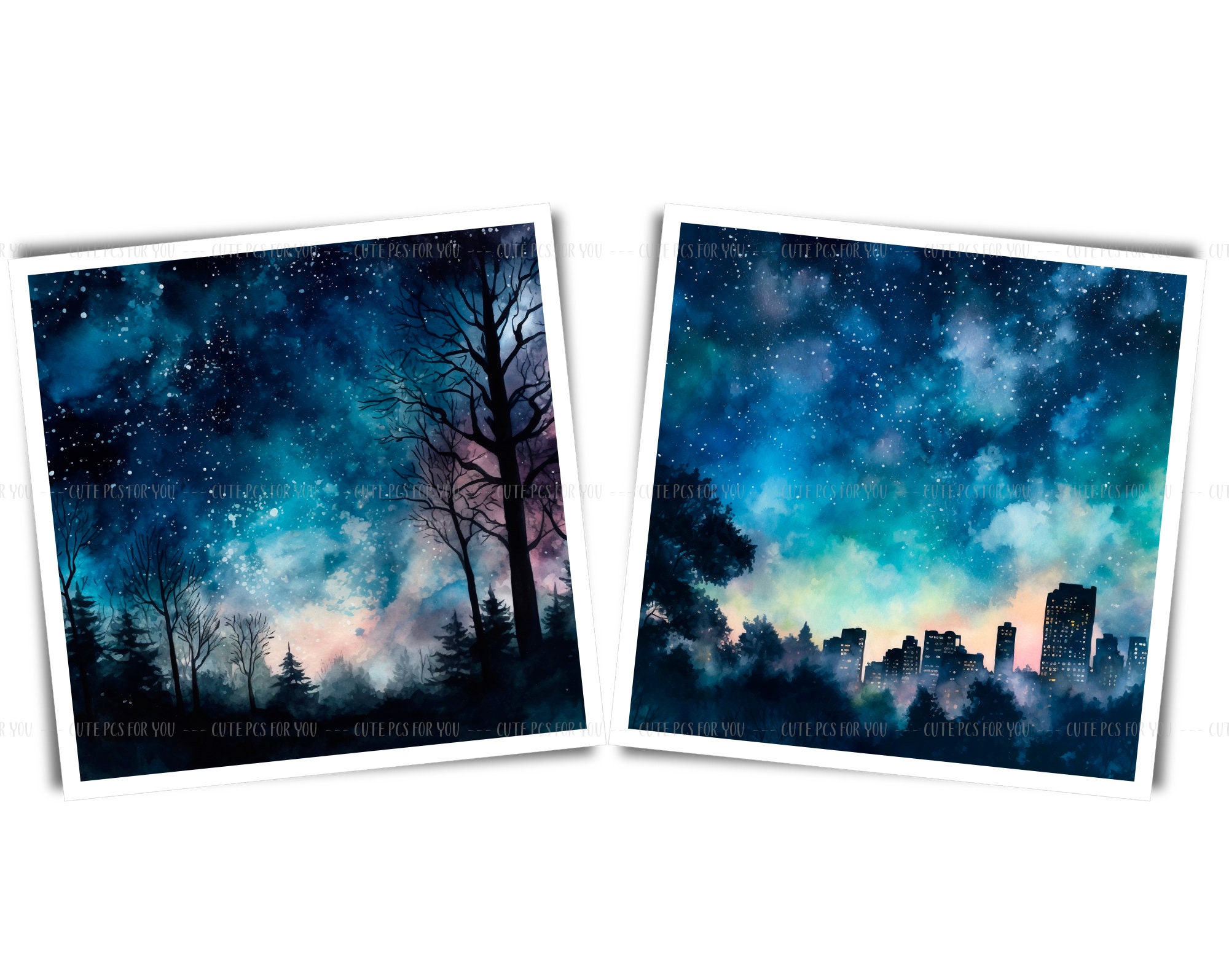 Watercolor Starry Sky Clipart Night Stars Digital Paper - Etsy Australia