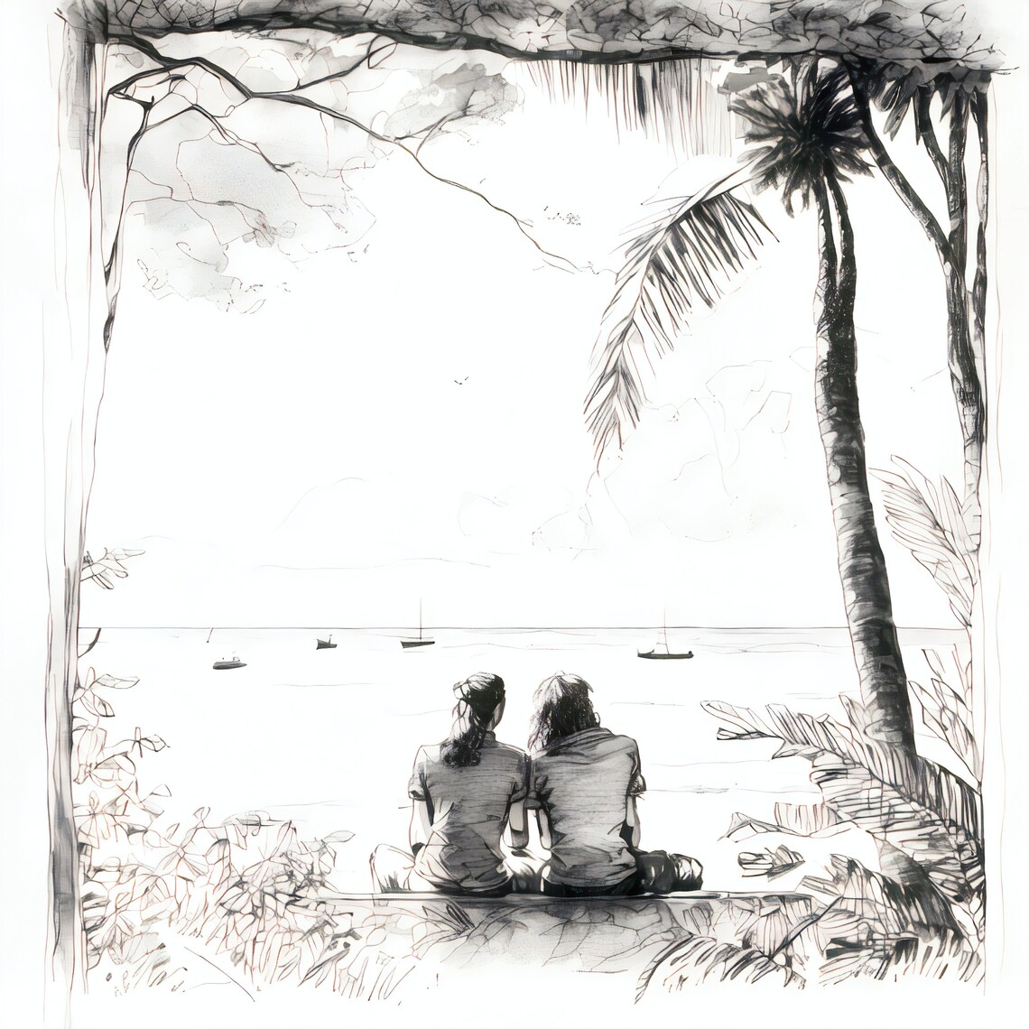 Pencil Sketch Romantic Couple in Love Art 15 Bundle 4096x4096 Pixel ...
