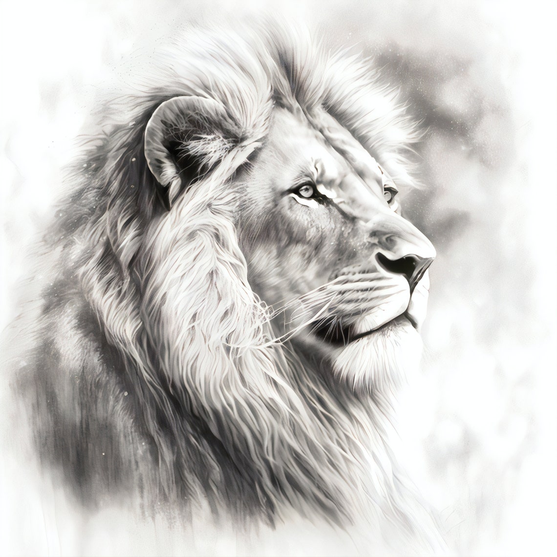 Dibujo a lápiz Arte del león Paquete 15 4096x4096 Pixel Arte de pared ...