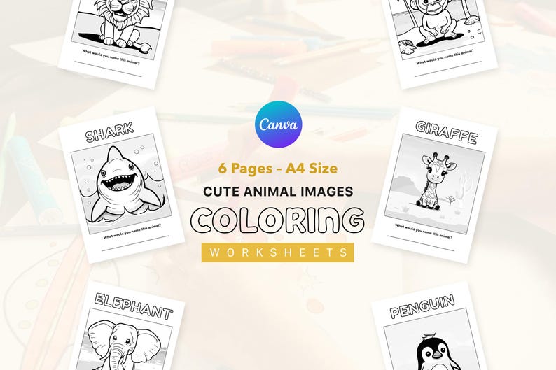 6 Coloring Pages for Kids, Toddlers Coloring Page Canva Coloring Book ...