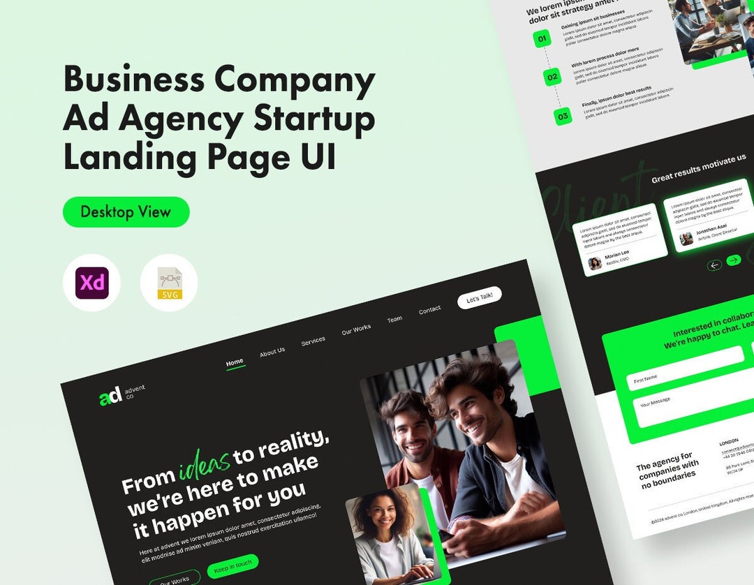 Adobe XD Landing Page Template SVG, Dashboard Designs, Website Template Design – UI Landing Page ...