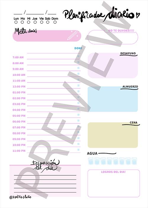 Hand-drawn Daily Planner Printable: Exclusive Organiser From 8 AM to 10 ...
