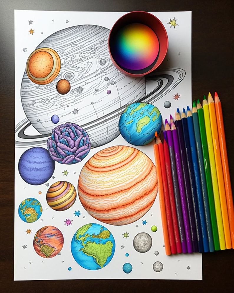 Planets Coloring Pages - Etsy