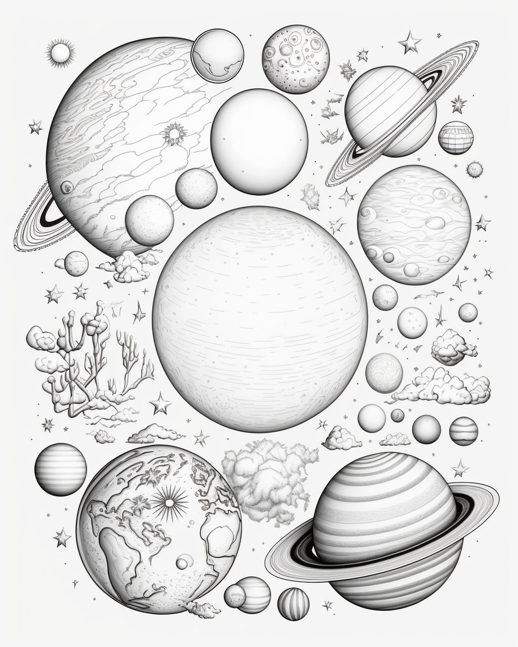 Planets Coloring Pages - Etsy