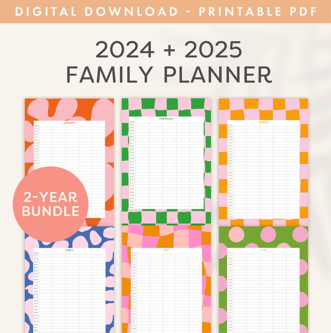 2024 and 2025 Geometric Family Planner Printable, Digital Family ...