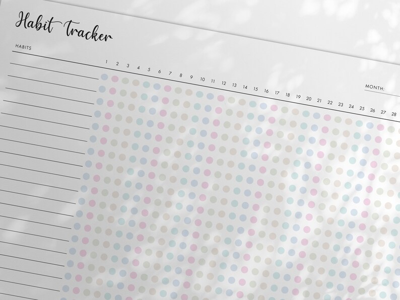 Colourful Habit Tracker Printable Monthly Habit Tracker Digital, US ...