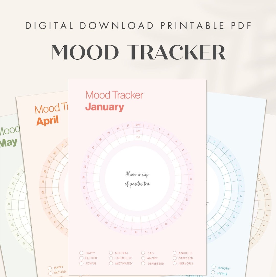 Colourful Circle Mood Tracker Printable, Mood Tracker Digital, Monthly ...