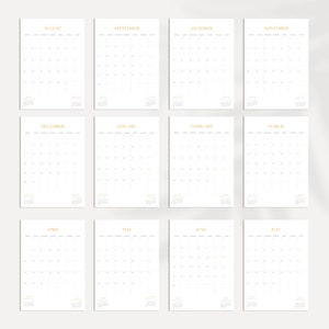 Printable Mid-year Minimalist Calendar 2024 2025 August 2024 - Etsy