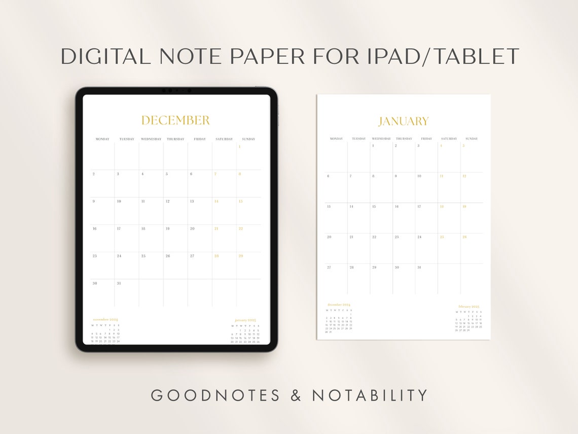 Printable Mid-year Minimalist Calendar 2024 2025 August 2024 - Etsy