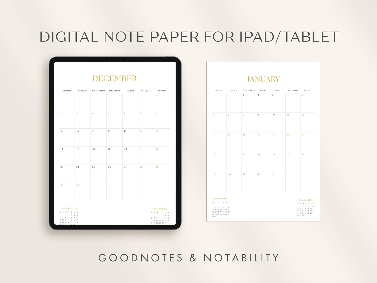 Printable Mid-year Minimalist Calendar 2024 2025 August 2024 - Etsy