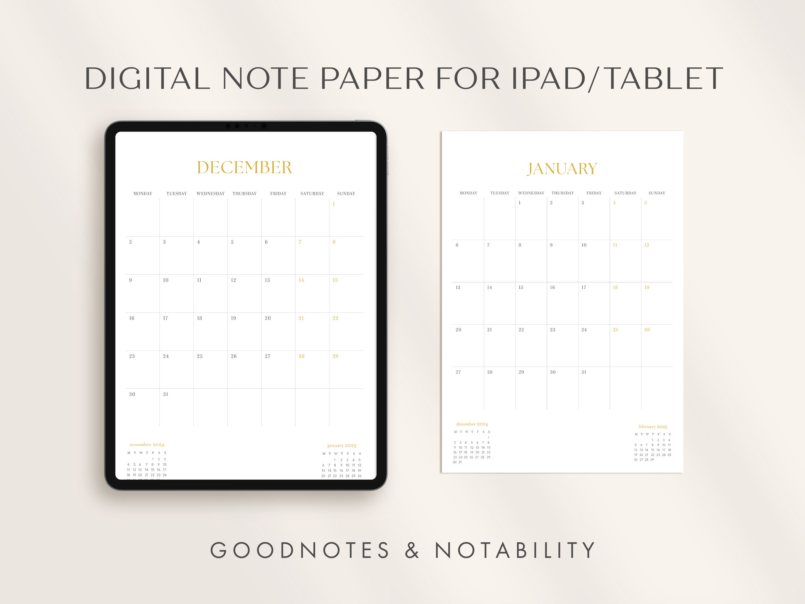 Printable Mid-year Minimalist Calendar 2024 2025 August 2024 - Etsy