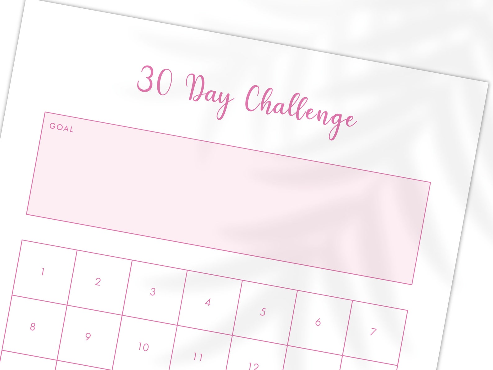 30 Day Challenge Tracker Printable, Goal Tracker Spreadsheet, Printable ...