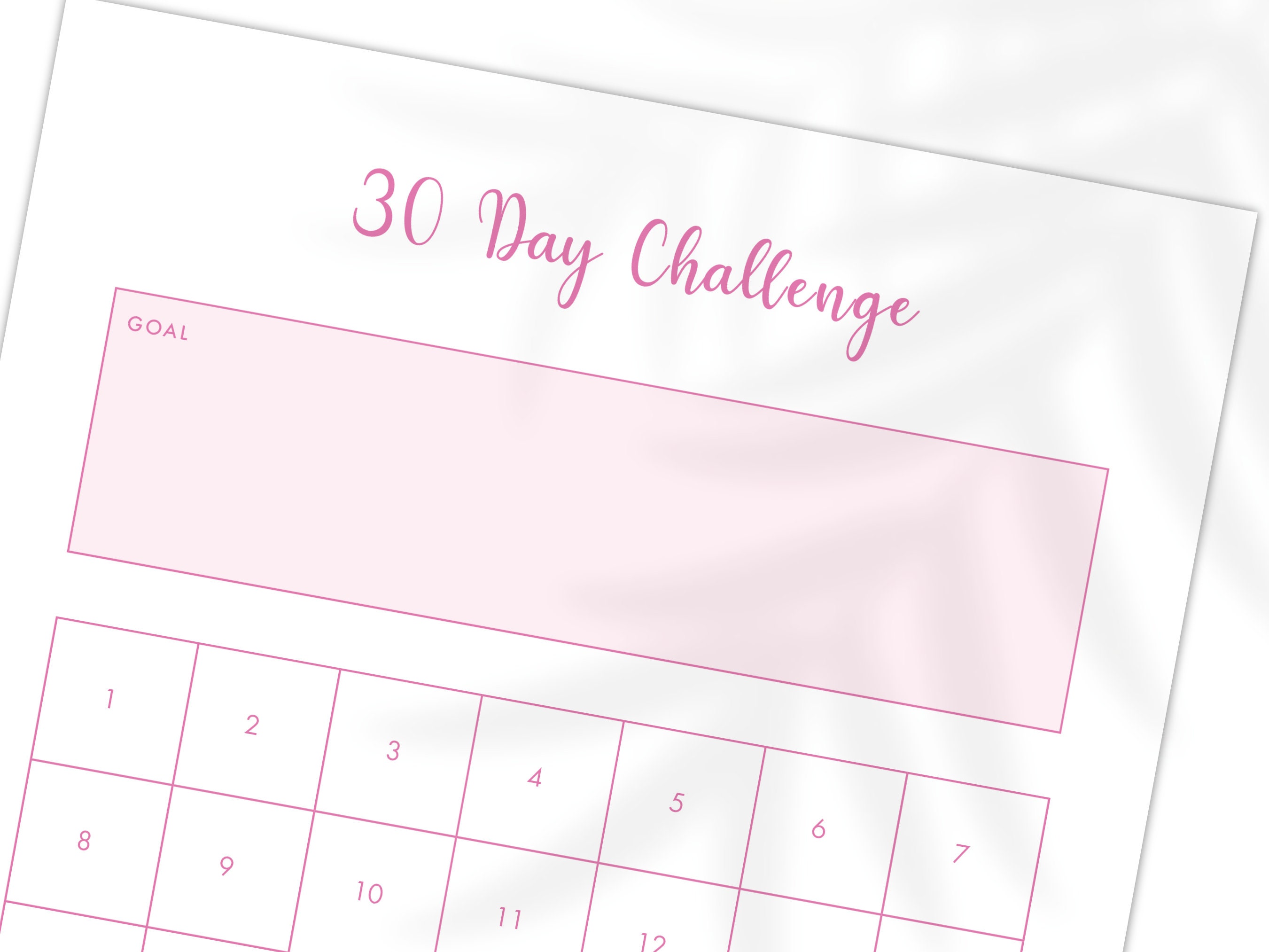 30 Day Challenge Tracker Printable, Goal Tracker Spreadsheet, Printable ...