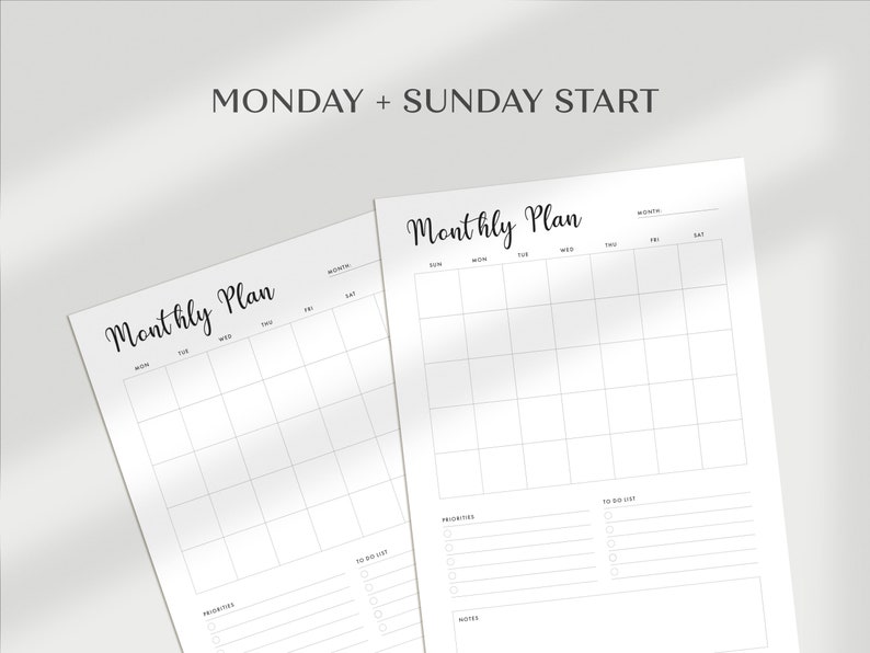 Printable Monthly Planner Pages, Digital Planner Template, US Letter ...