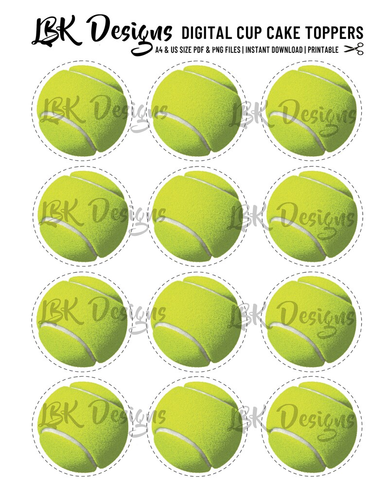 Tennis Ball | 2" Cupcake Toppers | INSTANT DOWNLOAD Digital File - Etsy
