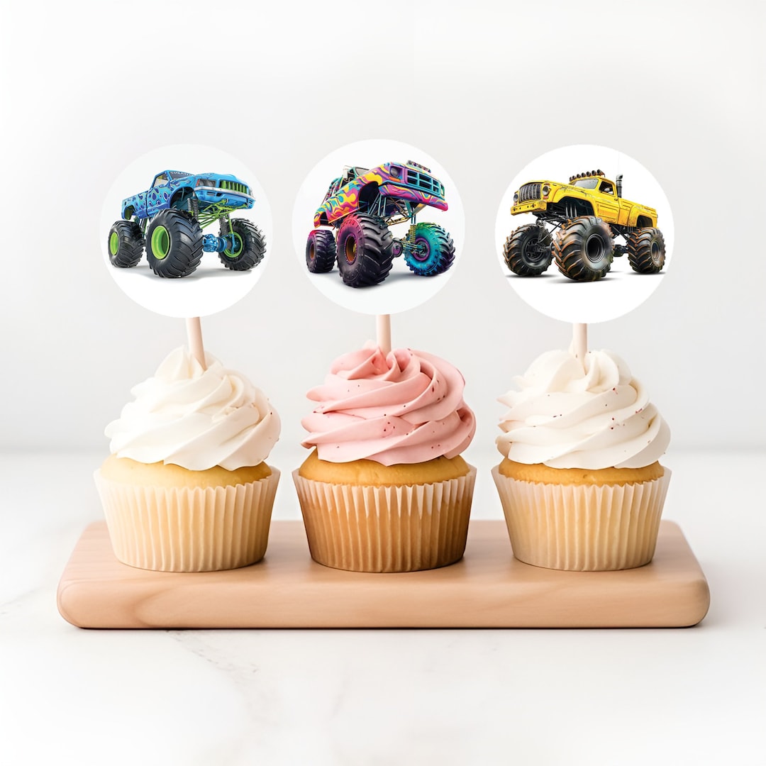 Monster Trucks | 2" Cupcake Toppers | INSTANT DOWNLOAD Digital File - Etsy