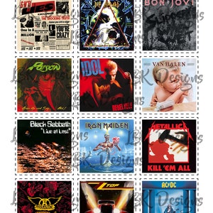 80's Rock Bands Album Covers | 2" X 2" Cupcake Toppers | INSTANT ...