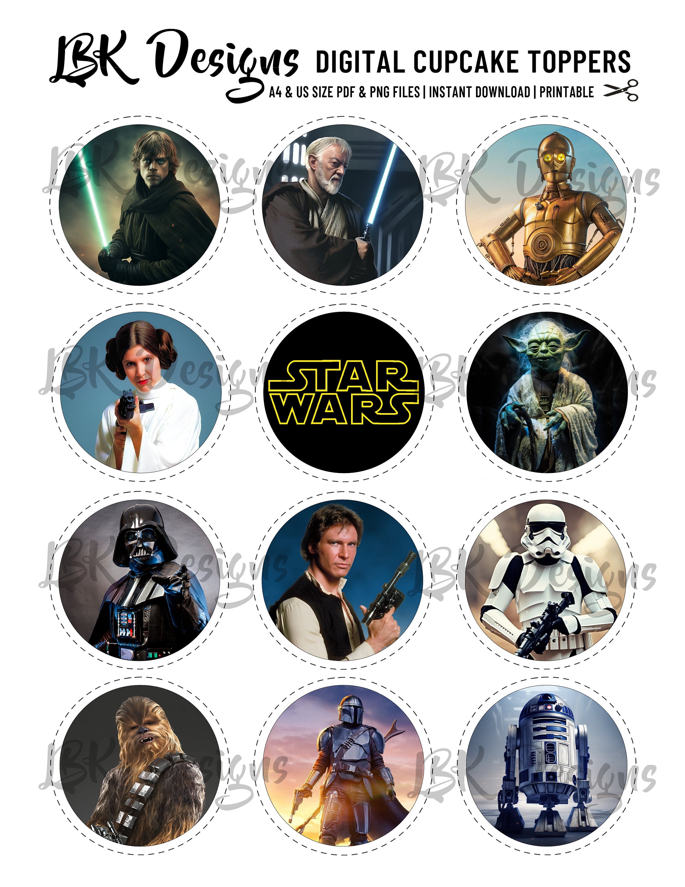 Star Wars | 2" Cupcake Toppers | INSTANT DOWNLOAD Digital File - Etsy