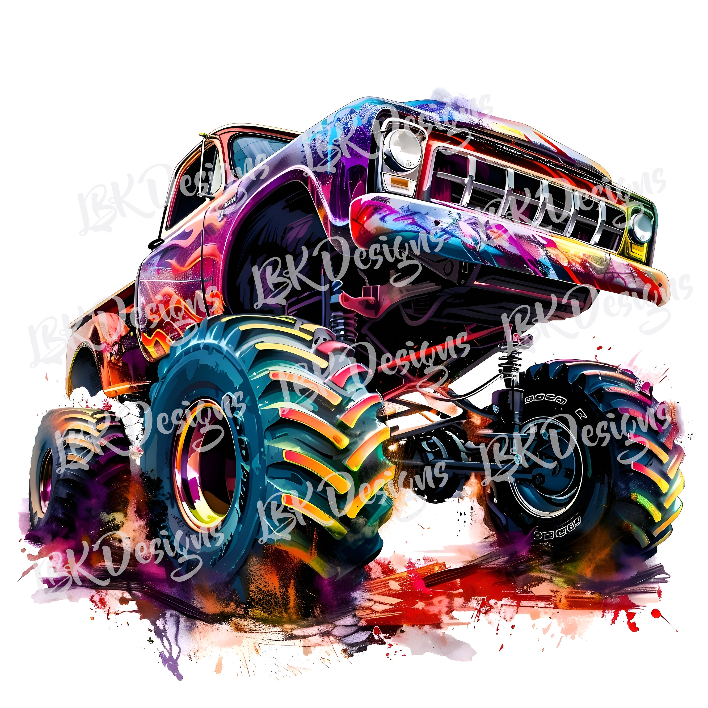 4 X Monster Trucks PNG | Monster Truck Clipart | Monster Truck Designs ...