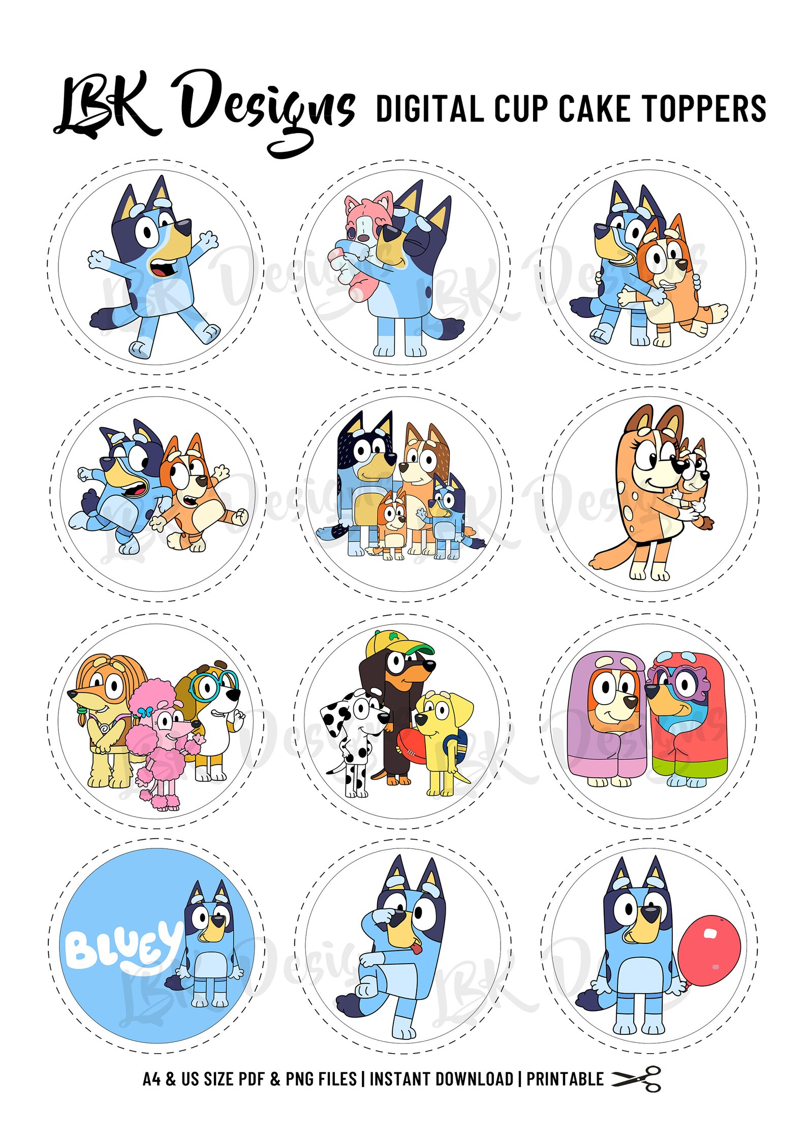 Bluey | 2" Cupcake Toppers | INSTANT DOWNLOAD Digital File - Etsy