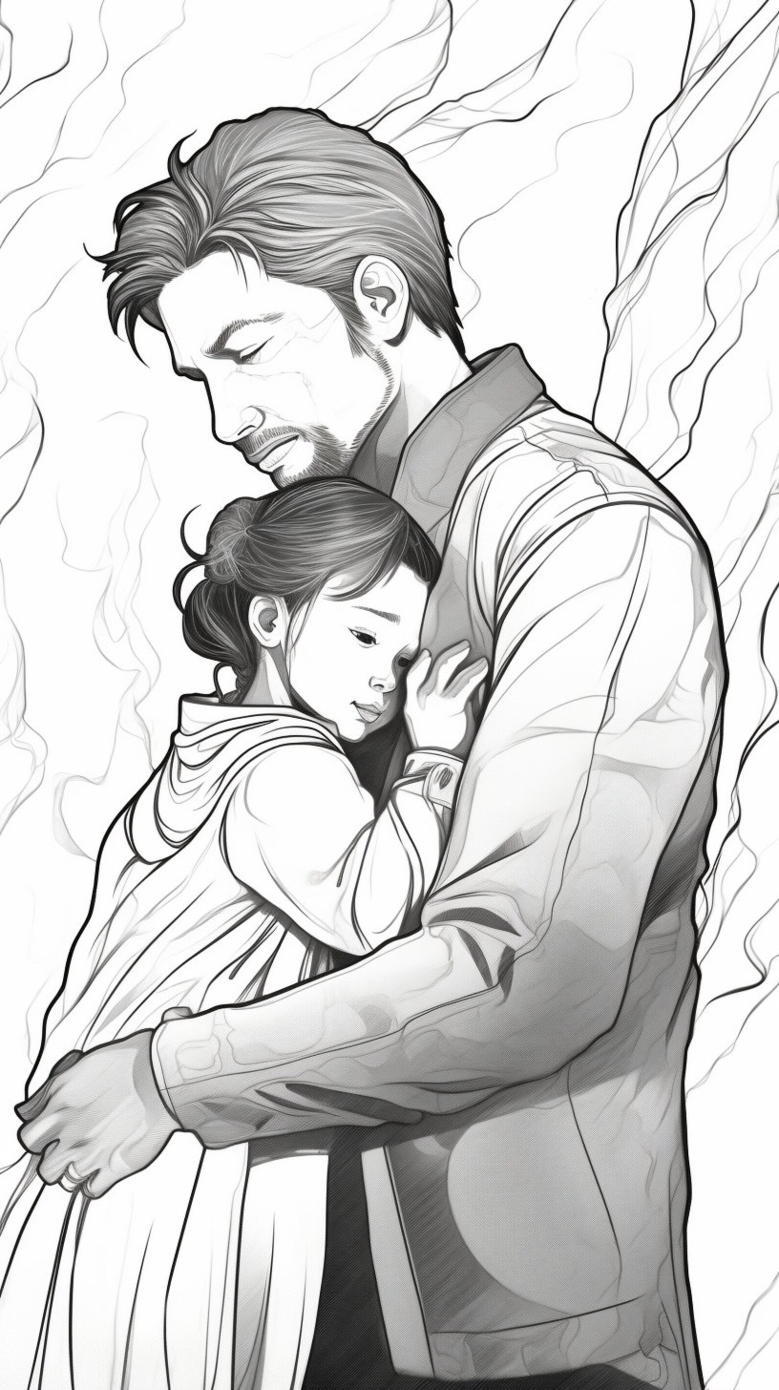 Father's Day Coloring Pages, Father and Child, Coloring Book - Etsy