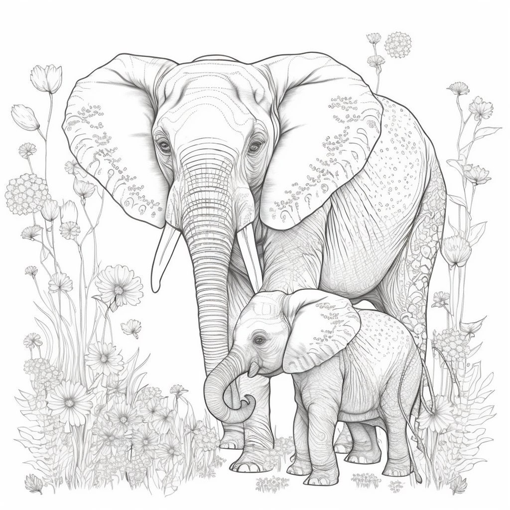 Mom And A Baby Elephant Coloring Pages [2025]