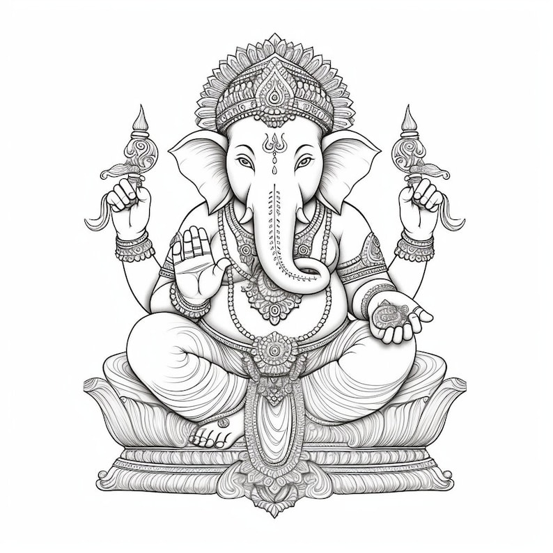 Ganesh Coloring Book, Elephants, Hindu God, Ganesha - Etsy