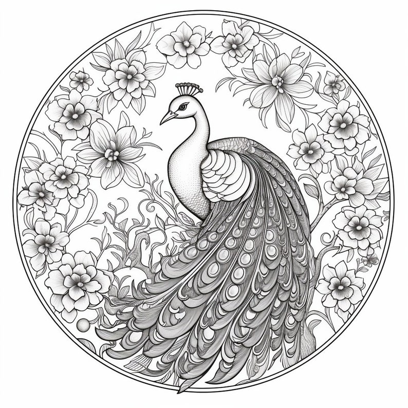 Peacocks, Digital Download, Coloring Pages, Henna Mandala - Etsy
