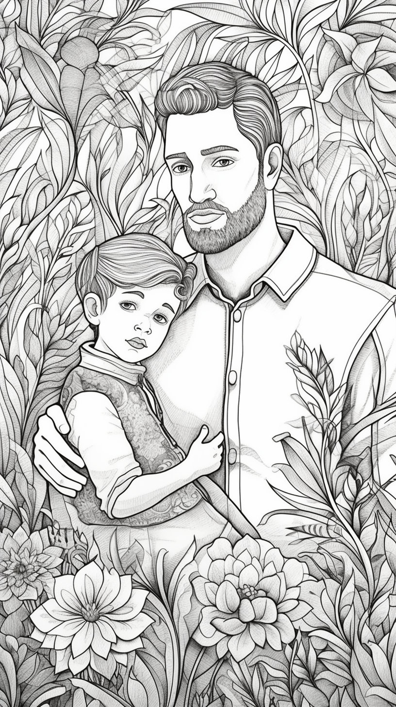 Father's Day Coloring Pages, Father and Child, Coloring Book - Etsy