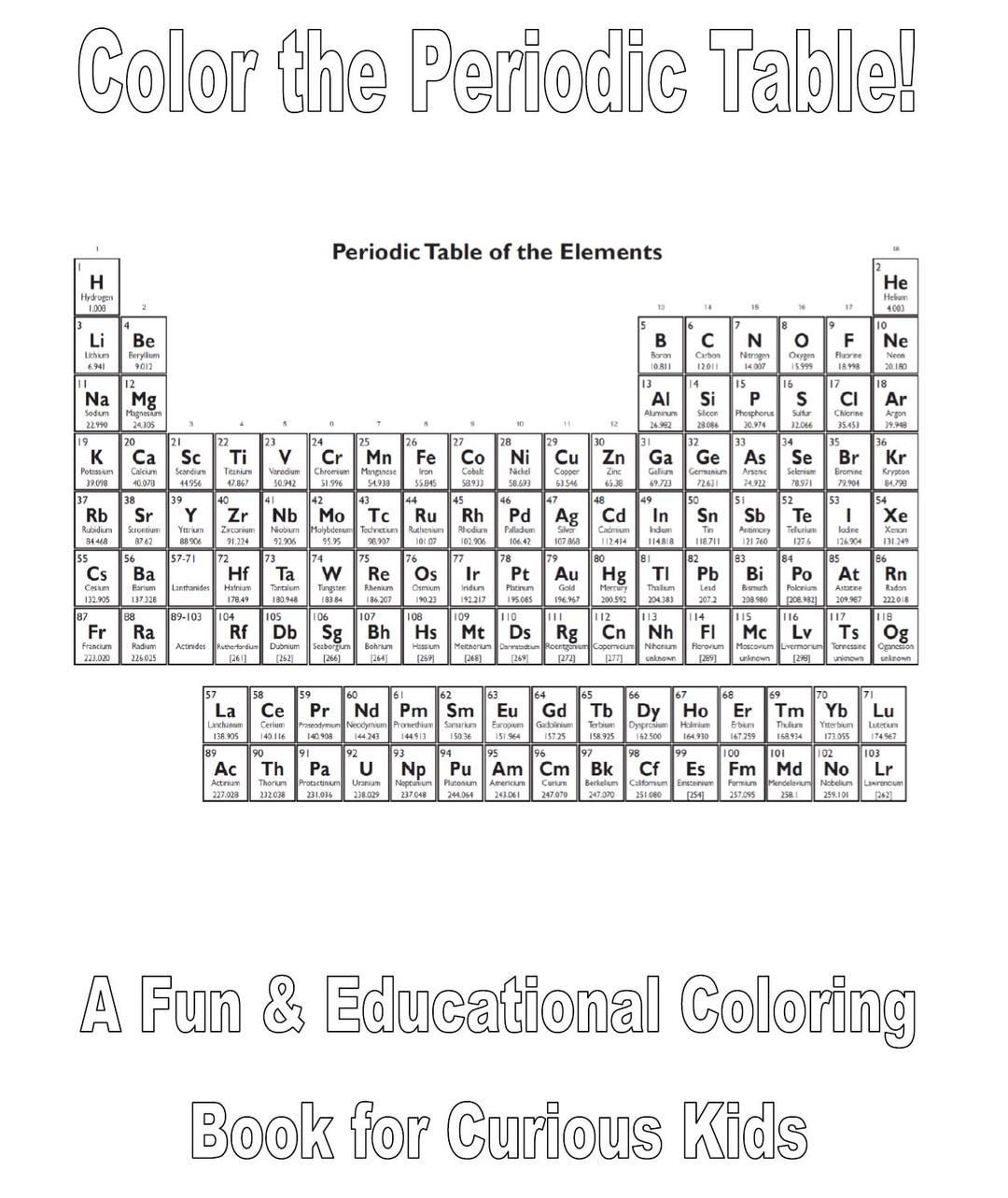 Periodic Table Coloring Book for Children, Science Learning, Homeschool ...