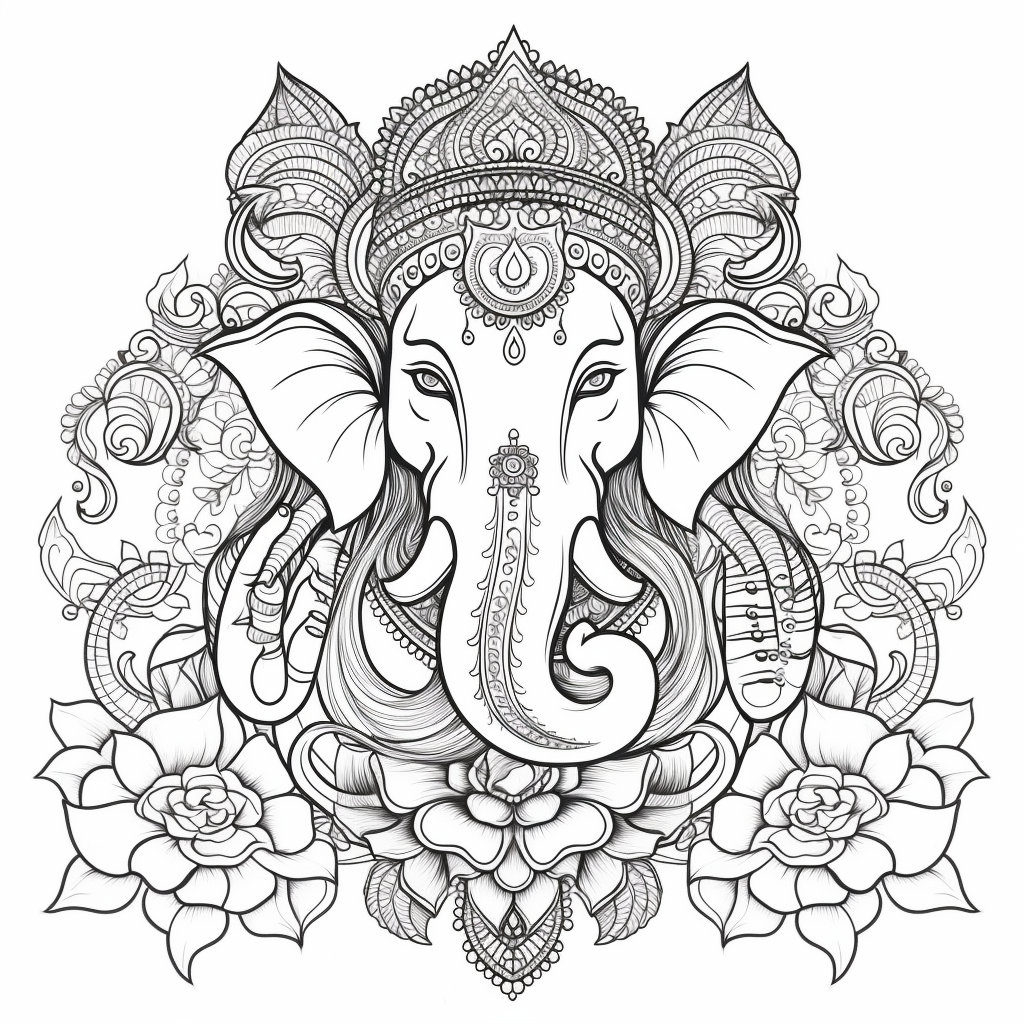 Hindu Gods Ganesha Coloring Page Sketch Coloring Page