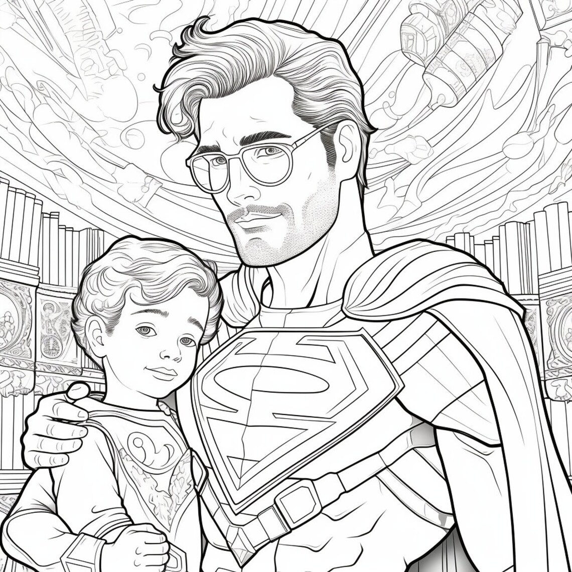 Father's Day Coloring Pages, Father and Child, Coloring Book - Etsy