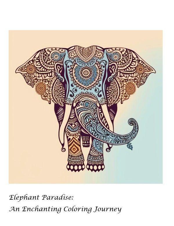 Elephant Coloring Book, Digital Download, Multiple Pages, Adult ...