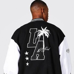 LA Unisex Oversize Black Varsity Bomber College Jacket - Etsy