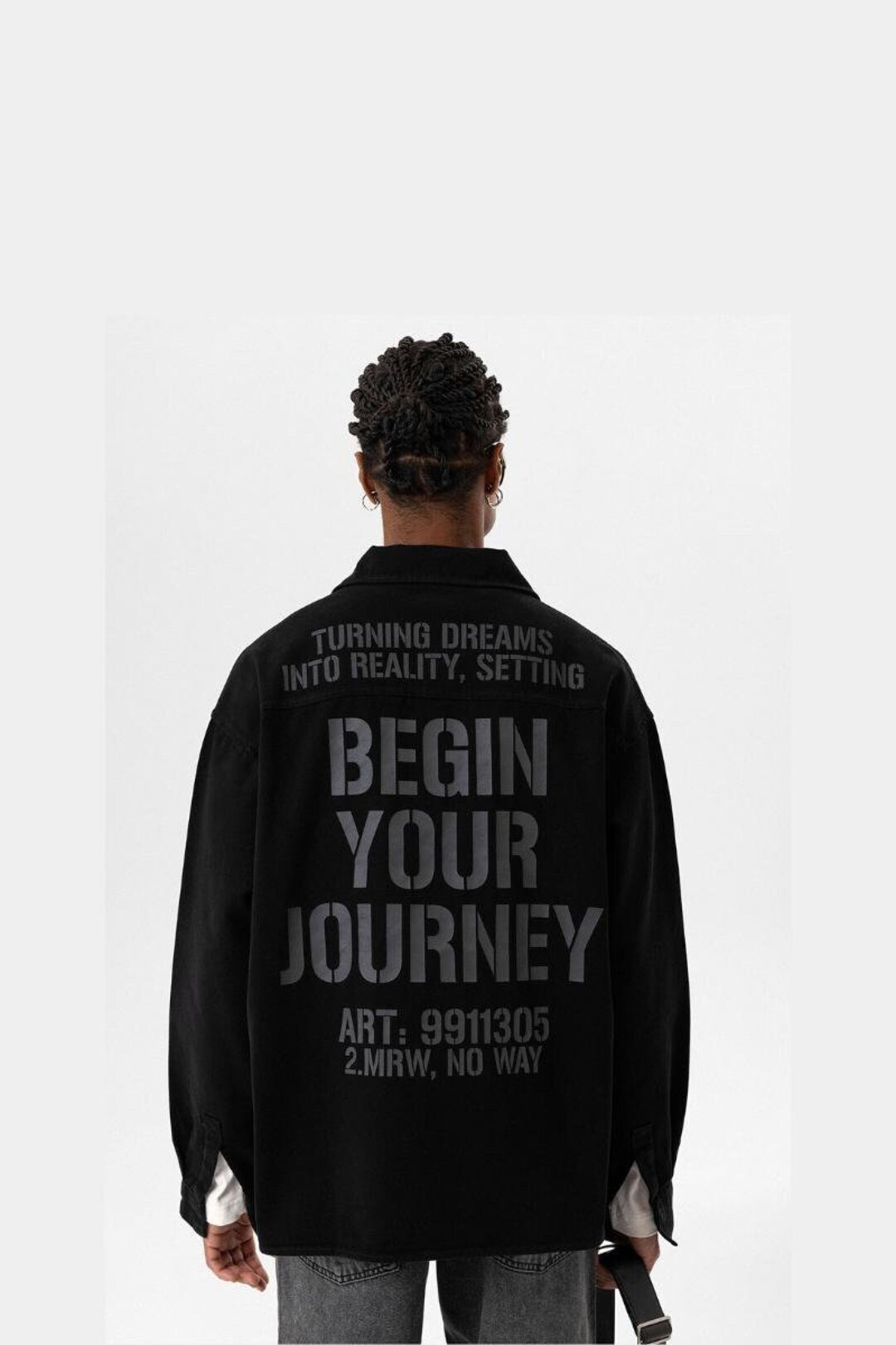 Men's Double Pocket Back Printed Oversize Black Denim Jacket - Etsy