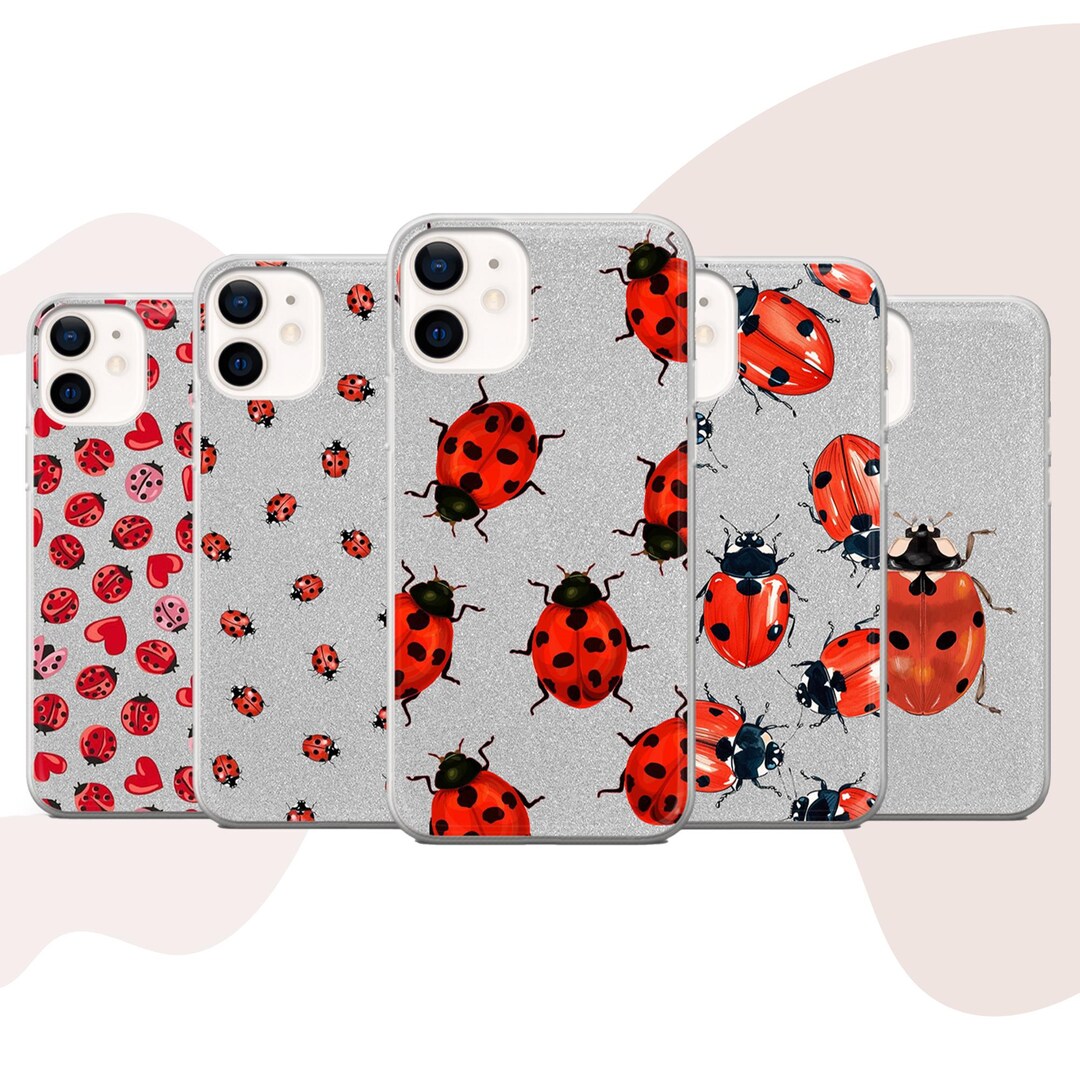 Shiny Ladybugs Glitter Case Cute Red Bug Pattern Gel Cover, Cute Design ...
