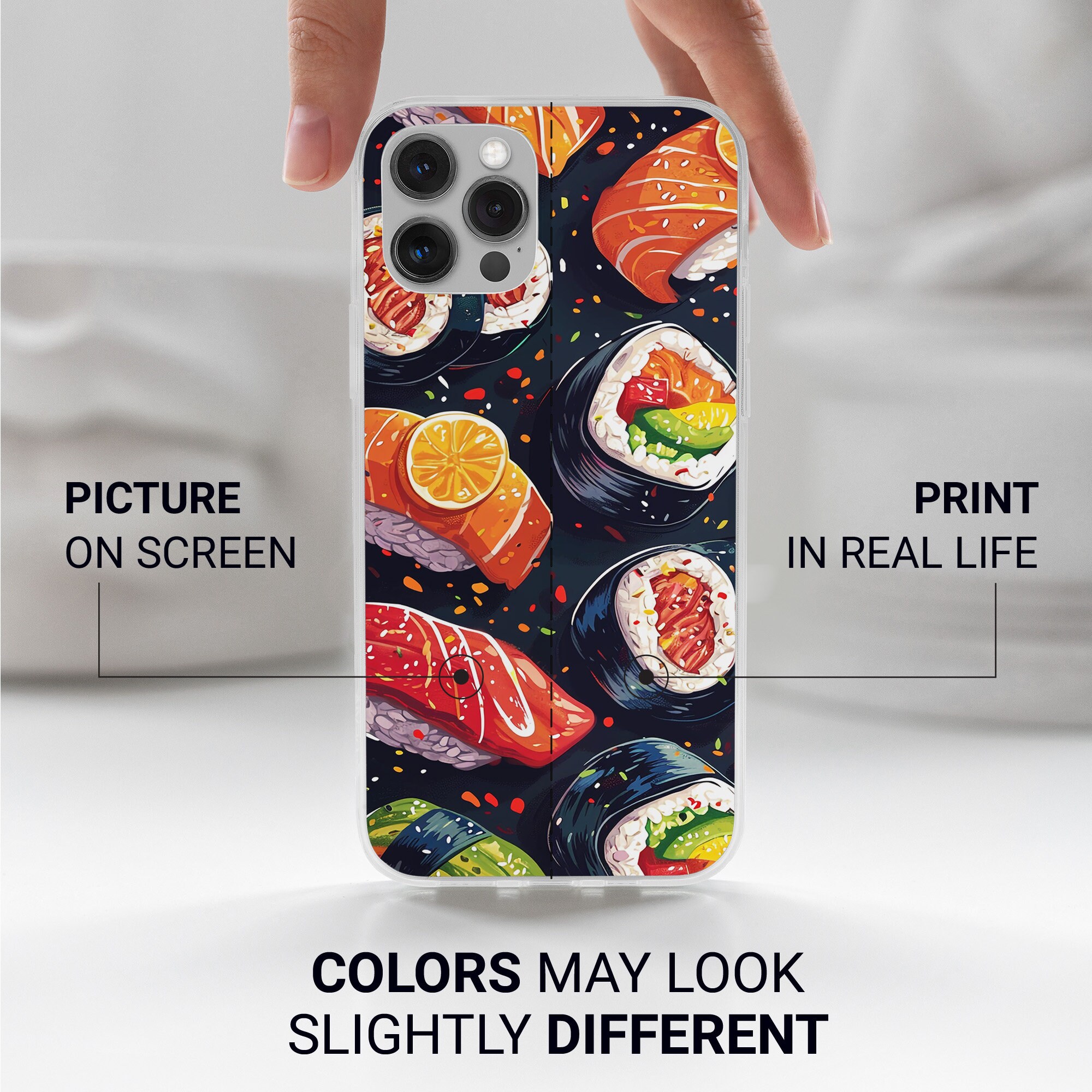 Kawaii Sushi Phone Case Cute Japanese Cover for iPhone 17 16 15 Pro 11 ...