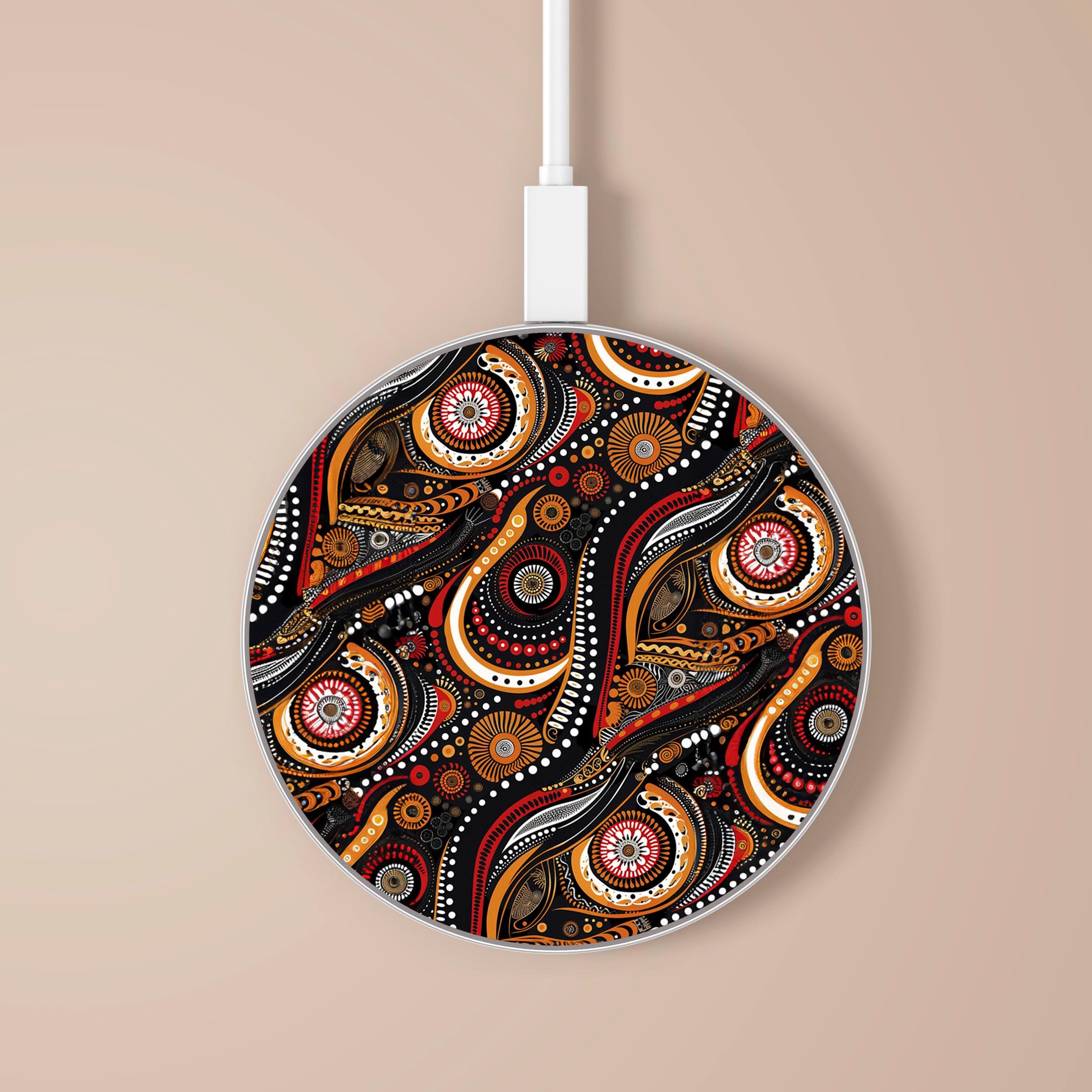 Aboriginal Art Mobile Charger 15W Fast Wireless Power Mat for All Qi ...