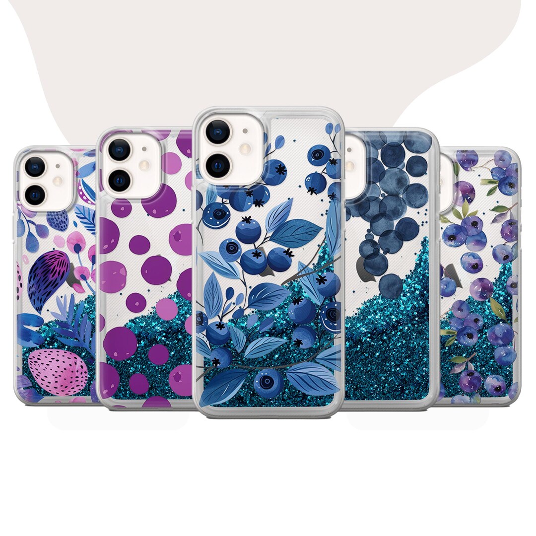 Sparkling Blueberry Liquid Glitter Phone Case for iPhone 15 14 13 12 11 ...