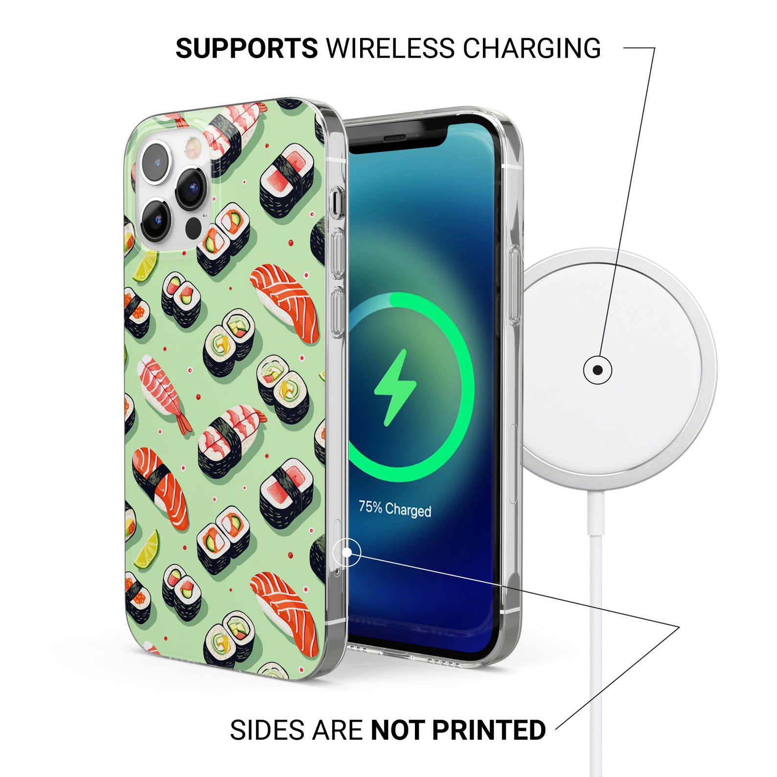 Kawaii Sushi Phone Case Cute Japanese Cover for iPhone 17 16 15 Pro 11 ...