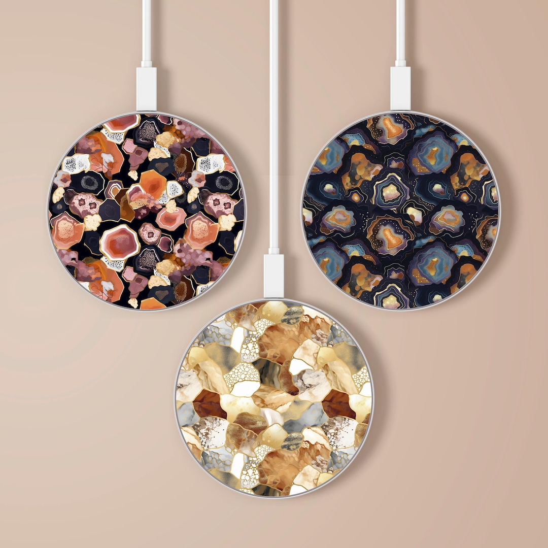 Geode Stone Patterns Mobile Charger 15W Fast Wireless Power Mat for All ...