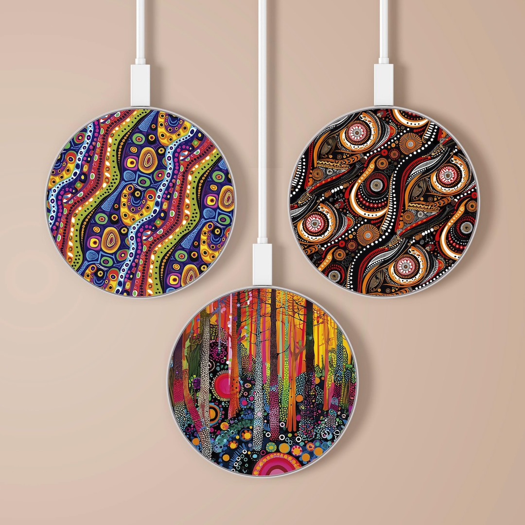 Aboriginal Art Mobile Charger 15W Fast Wireless Power Mat for All Qi ...