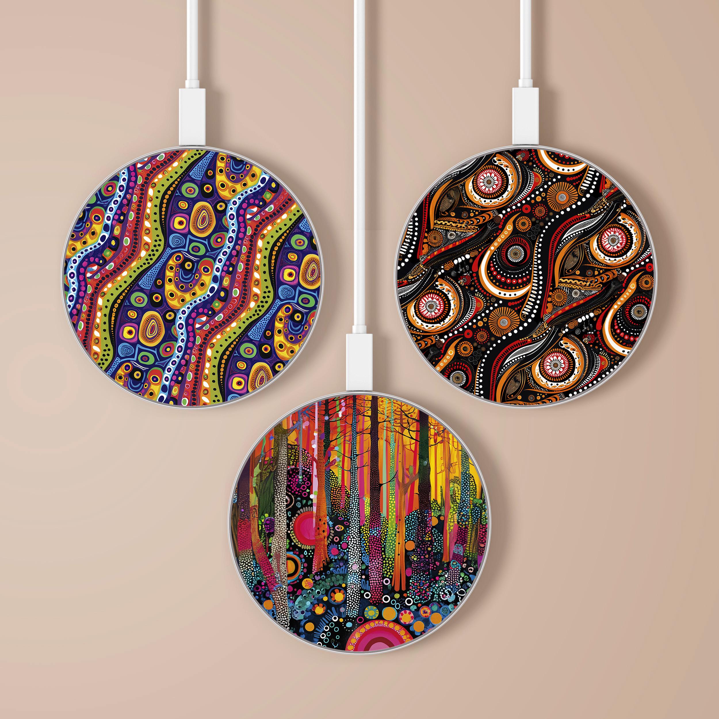 Aboriginal Art Mobile Charger 15W Fast Wireless Power Mat for All Qi ...