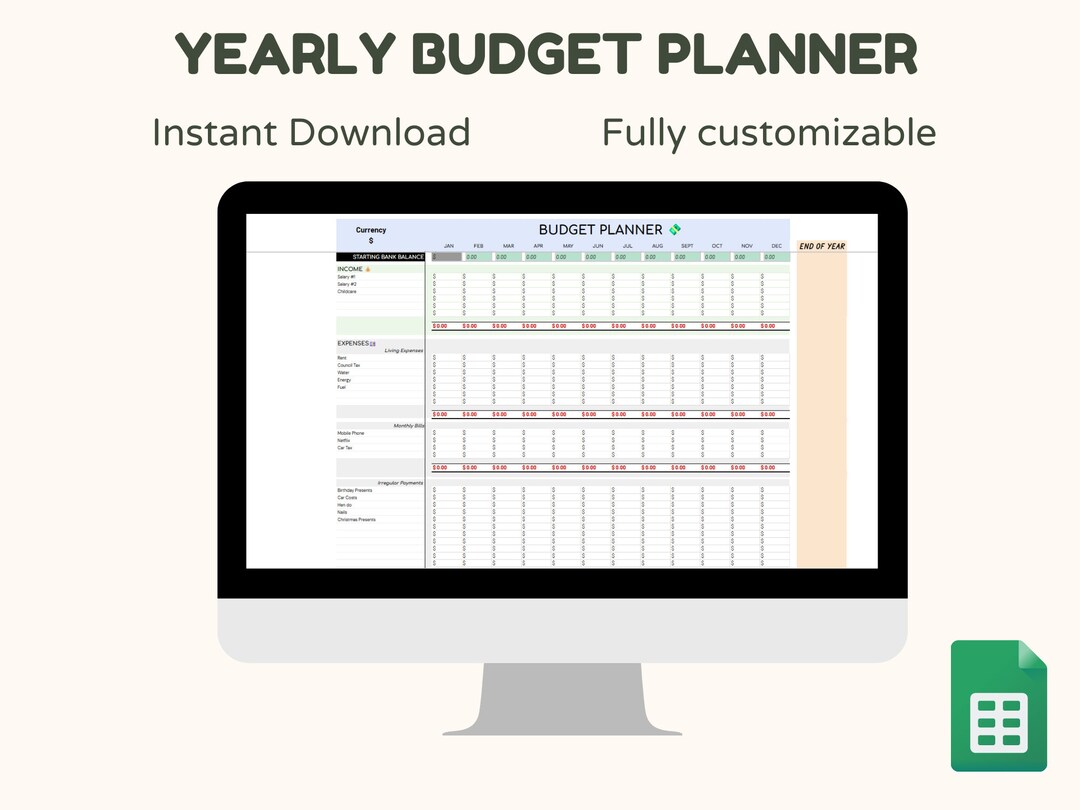 Annual Budget Tracker Spreadsheet | Google Sheets | Budget Template ...